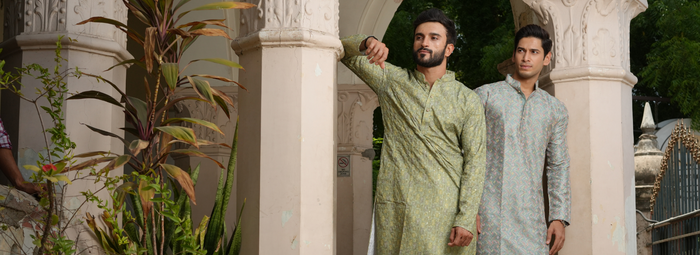 Mens Stylish Ethnic Wear Stand Collar Full Sleeve Kurta Pajama