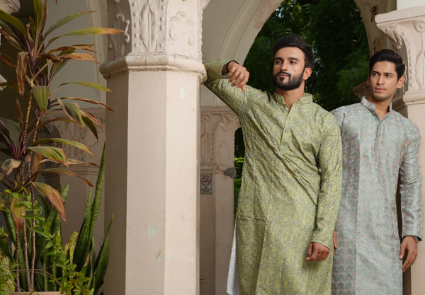 Mens Stylish Ethnic Wear Stand Collar Full Sleeve Kurta Pajama